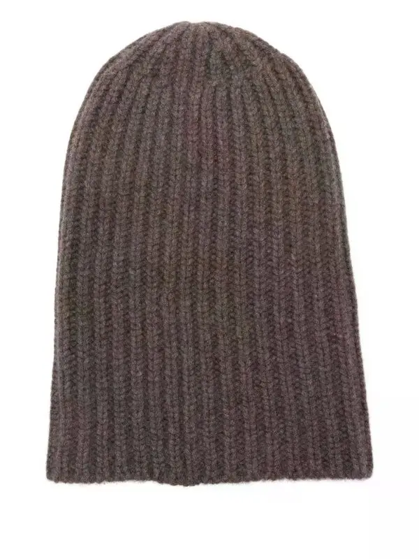 HURRAY Ribbed Cashmere Beanie - Brown