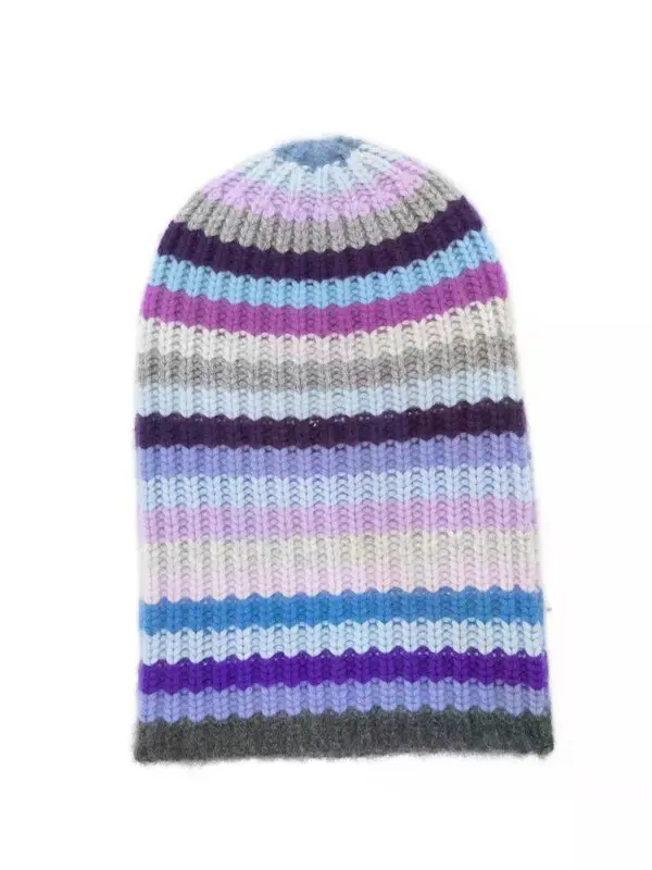 HURRAY Striped Cashmere Beanie - Blue