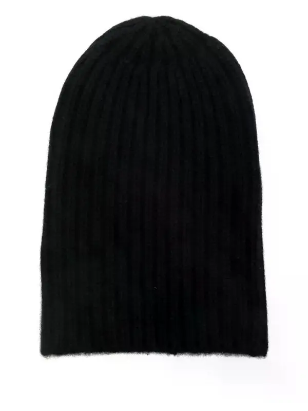 HURRAY Ribbed Knit Cashmere Beanie - Black