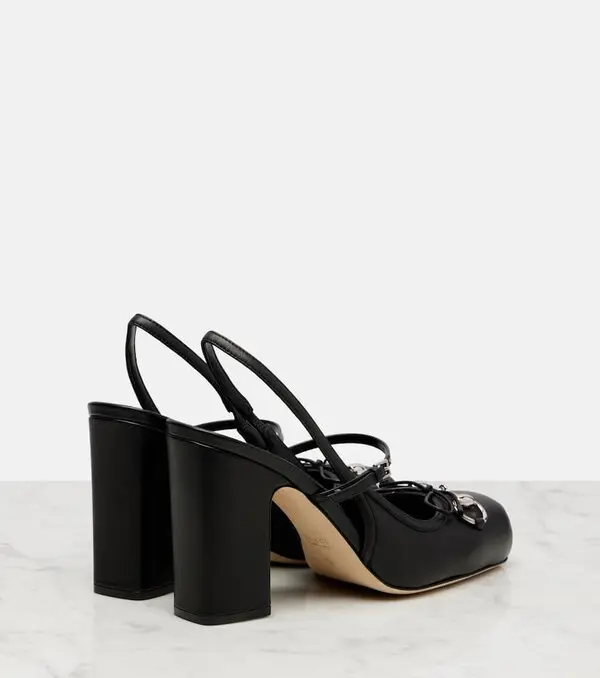 Gucci Horsebit Leather Slingback Pumps