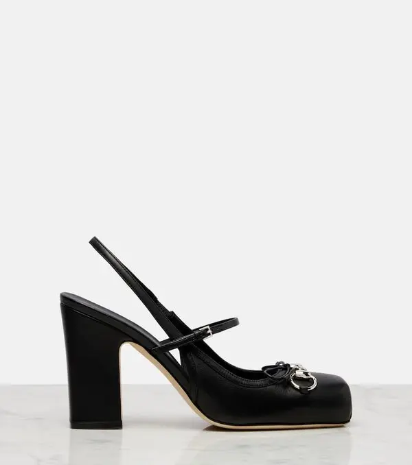 Gucci Horsebit Leather Slingback Pumps