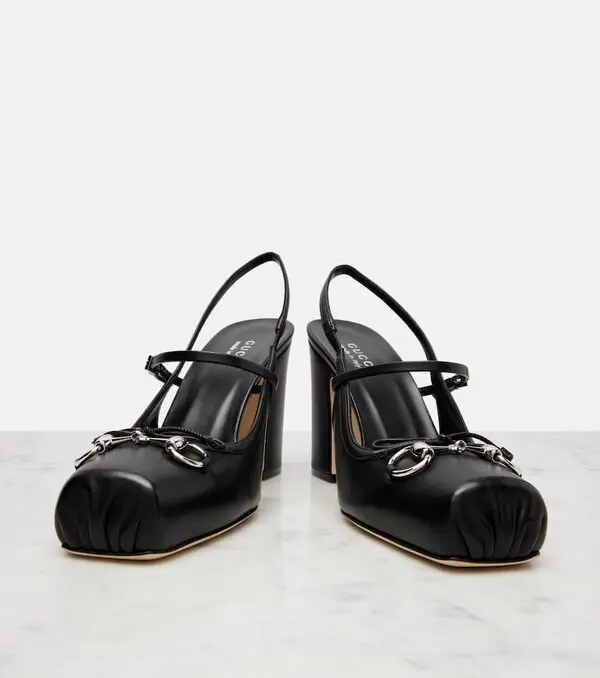 Gucci Horsebit Leather Slingback Pumps