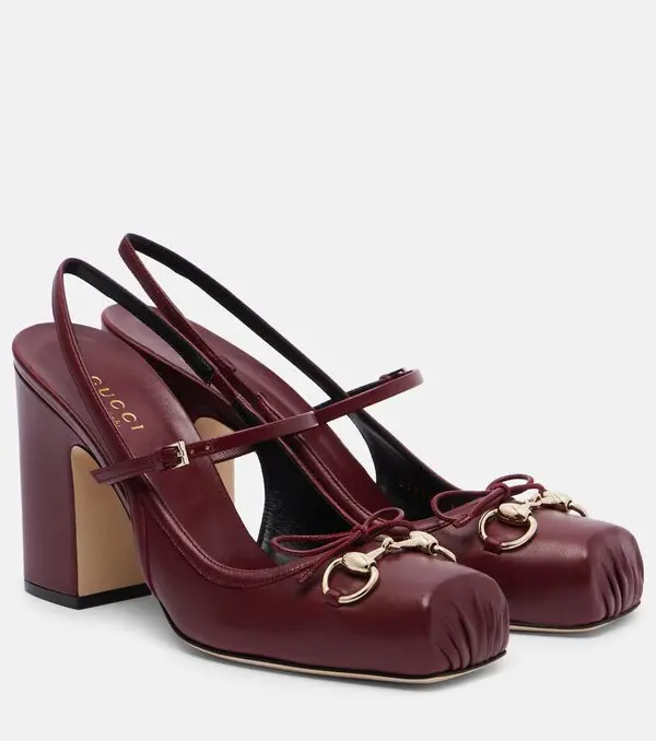 Gucci Horsebit Leather Slingback Pumps