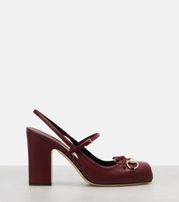 Gucci Horsebit Leather Slingback Pumps