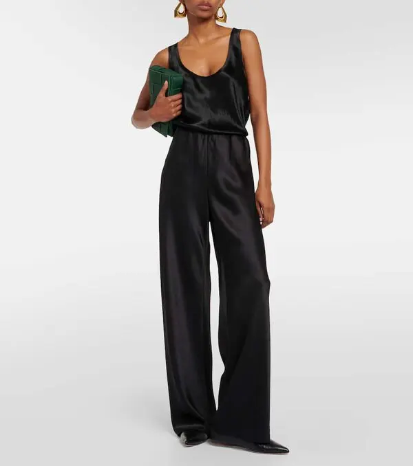 Vince High-rise Satin Straight Leg Pants - Black