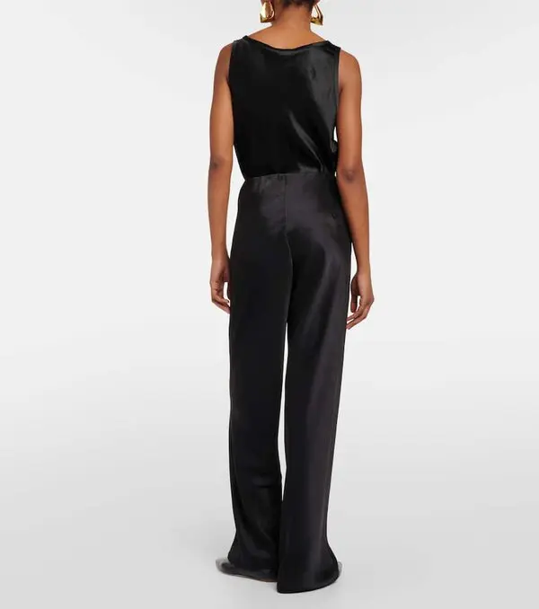 Vince High-rise Satin Straight Leg Pants - Black