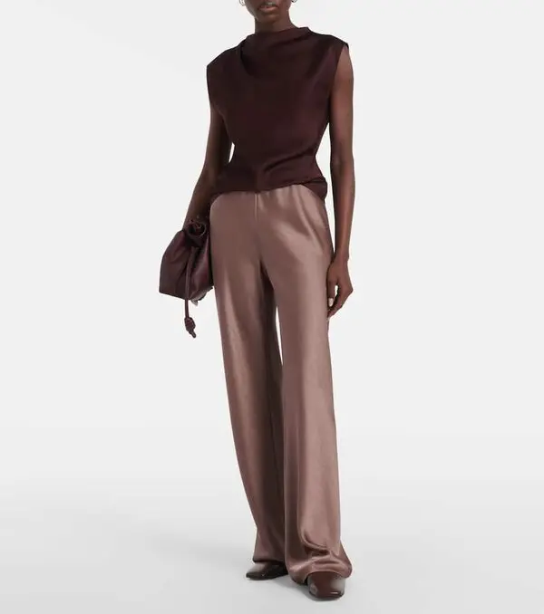 Vince High-rise Satin Straight Pants - Pink