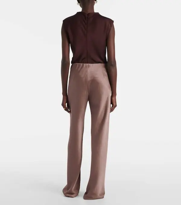 Vince High-rise Satin Straight Pants - Pink