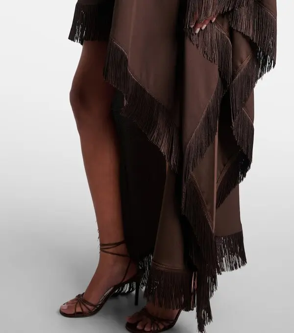 TALLER MARMO California Fringed Satin Kaftan