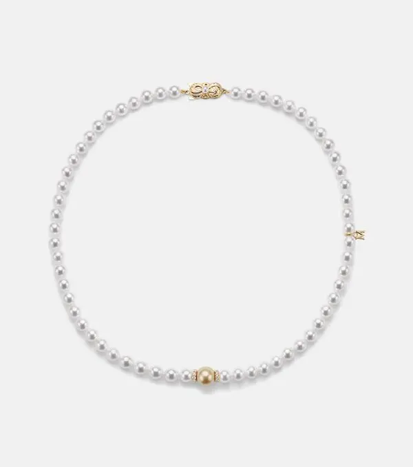 Mikimoto 18kt Gold Necklace With Pearls And Diamonds - White