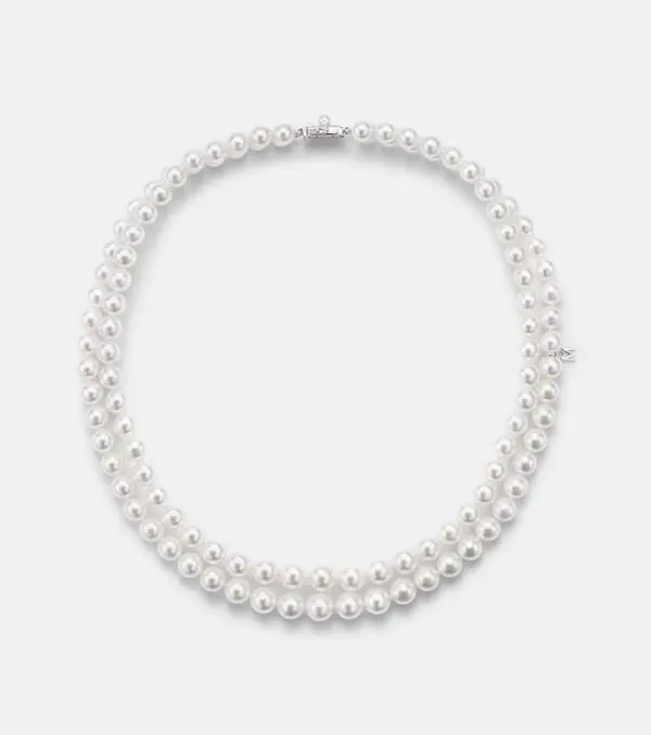 Mikimoto 18kt White Gold Akoya Pearl Necklace - Silver