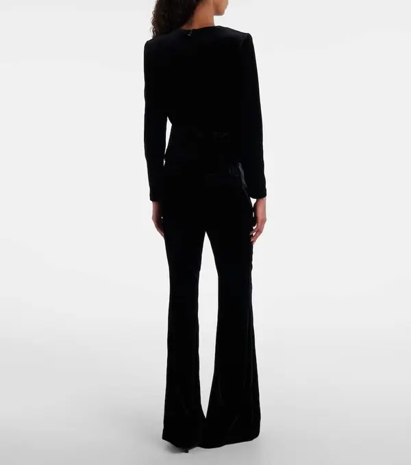Roland Mouret Asymmetric Embellished Velvet Top
