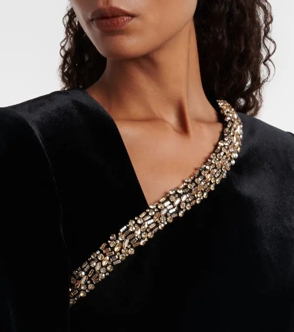 Roland Mouret Asymmetric Embellished Velvet Top