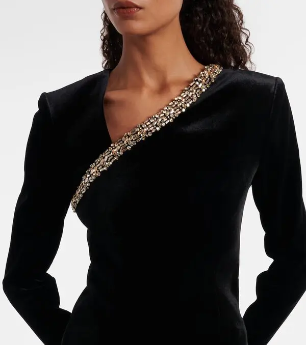 Roland Mouret Asymmetric Embellished Velvet Top