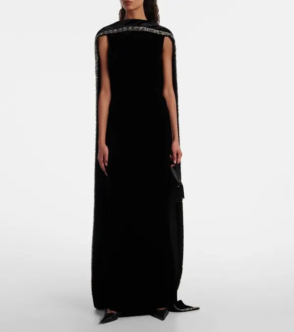 Roland Mouret Embellished Velvet Gown