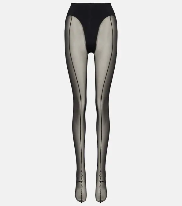 MUGLER Re/edit Sheer Tulle Tights - Black