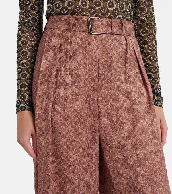 Dries Van Noten Belted Printed Wide-leg Pants - Multicoloured