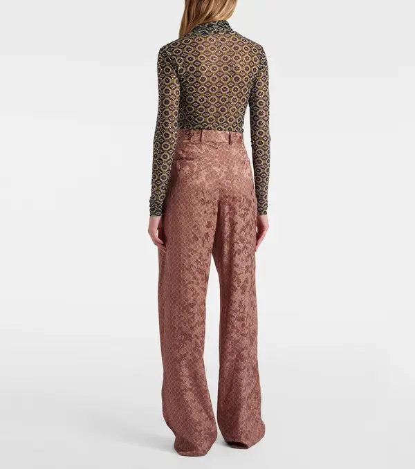 Dries Van Noten Belted Printed Wide-leg Pants