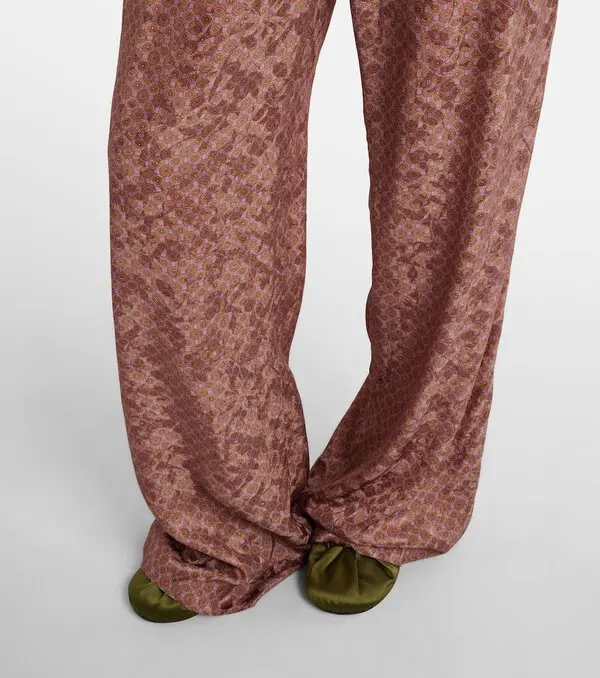 Dries Van Noten Belted Printed Wide-leg Pants