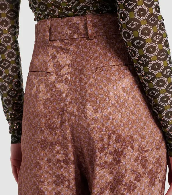 Dries Van Noten Belted Printed Wide-leg Pants