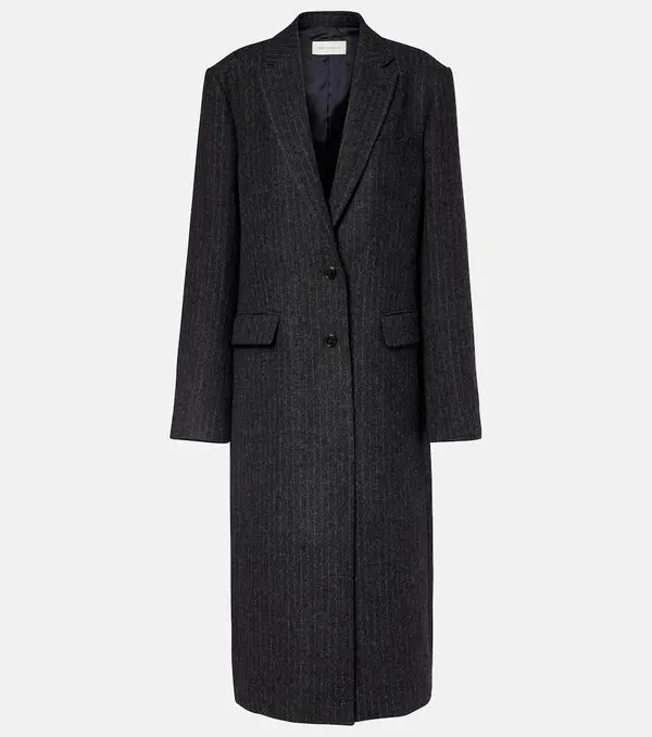 Dries Van Noten Chalk Stripe Wool Coat