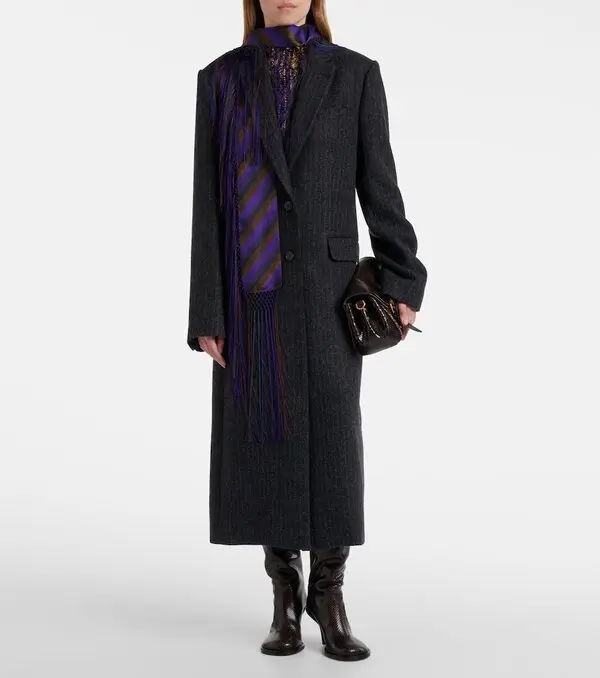Dries Van Noten Chalk Stripe Wool Coat