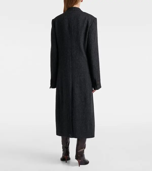 Dries Van Noten Chalk Stripe Wool Coat