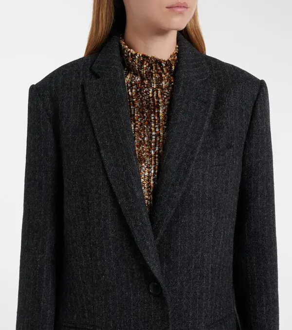 Dries Van Noten Chalk Stripe Wool Coat