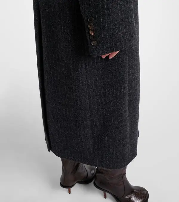 Dries Van Noten Chalk Stripe Wool Coat