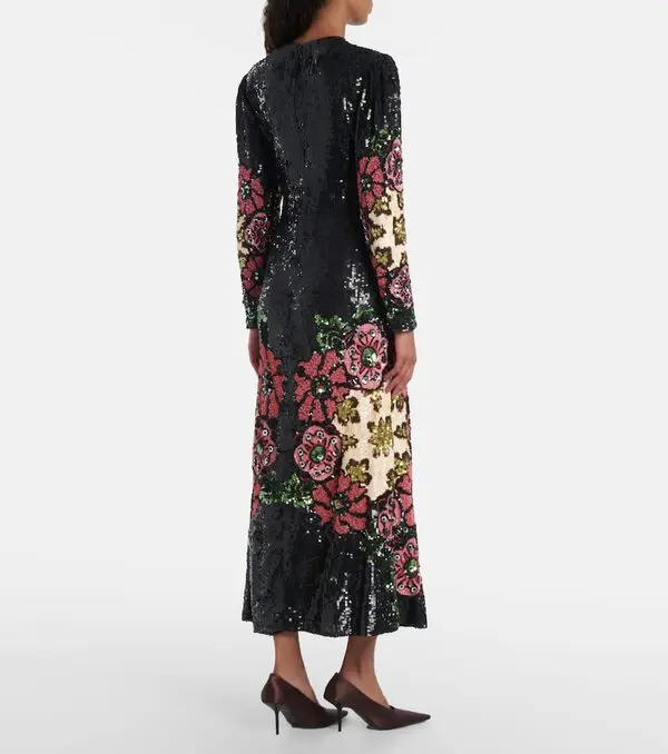 La DoubleJ Clingy Swing Sequined Maxi Dress