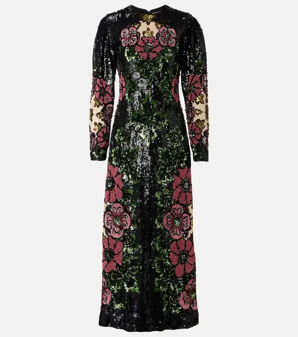 La DoubleJ Clingy Swing Sequined Maxi Dress - Black