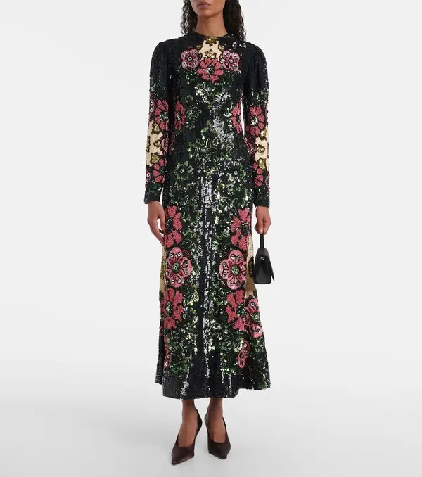 La DoubleJ Clingy Swing Sequined Maxi Dress