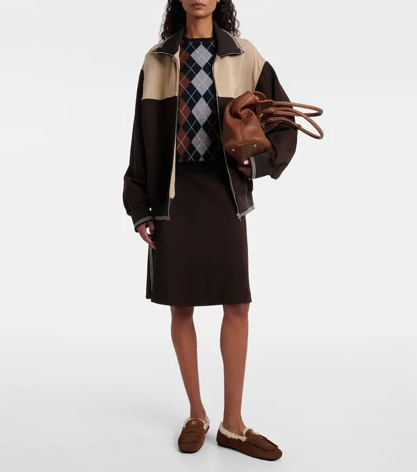 Miu Miu Ruches Shearling-lined Suede Penny Loafers