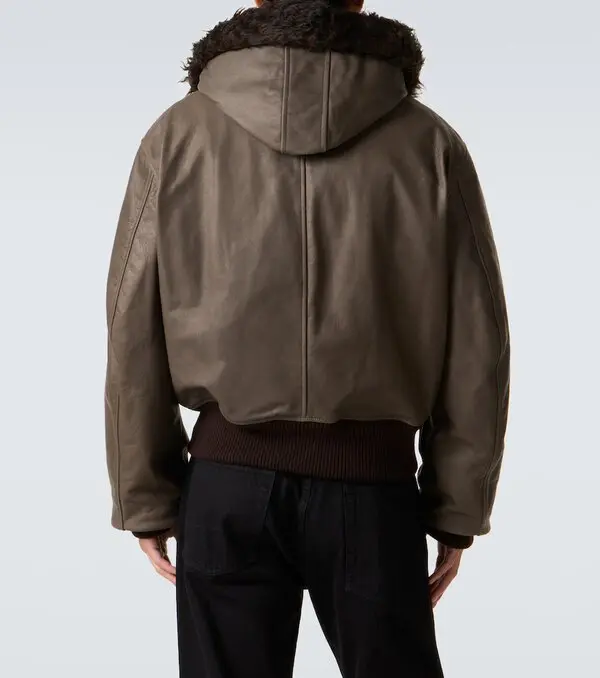 Our Legacy Compel Shearling-trimmed Leather Jacket - Green