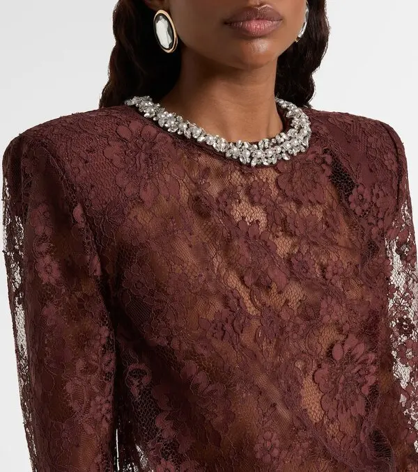 SELF-PORTRAIT Embellished Lace Top