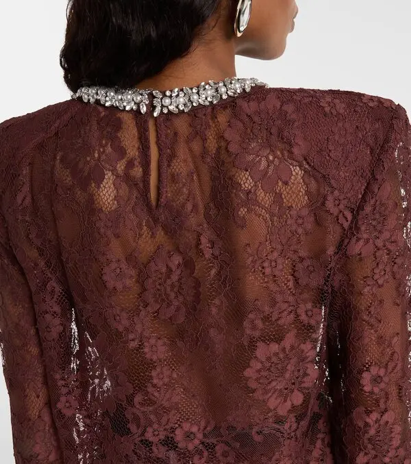 SELF-PORTRAIT Embellished Lace Top