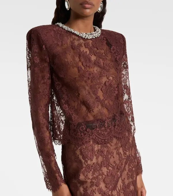 SELF-PORTRAIT Embellished Lace Top