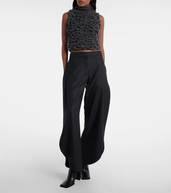 Alaïa Wool Barrel-leg Trousers - Grey