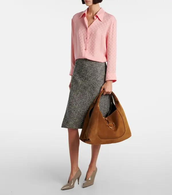 Gucci Softbit Maxi Suede Shoulder Bag