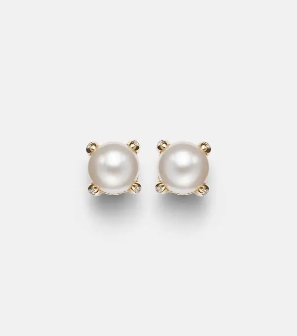 David Yurman Pearl And Diamond Stud Earrings - Gold