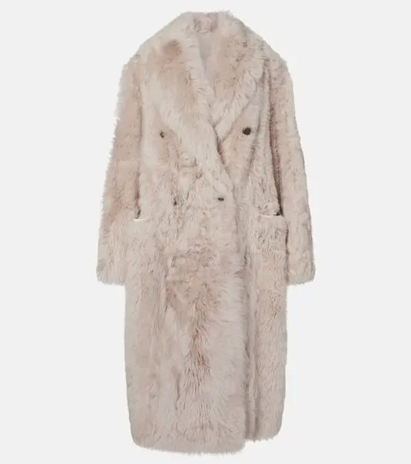 Brunello Cucinelli Double-breasted Shearling Coat - Beige