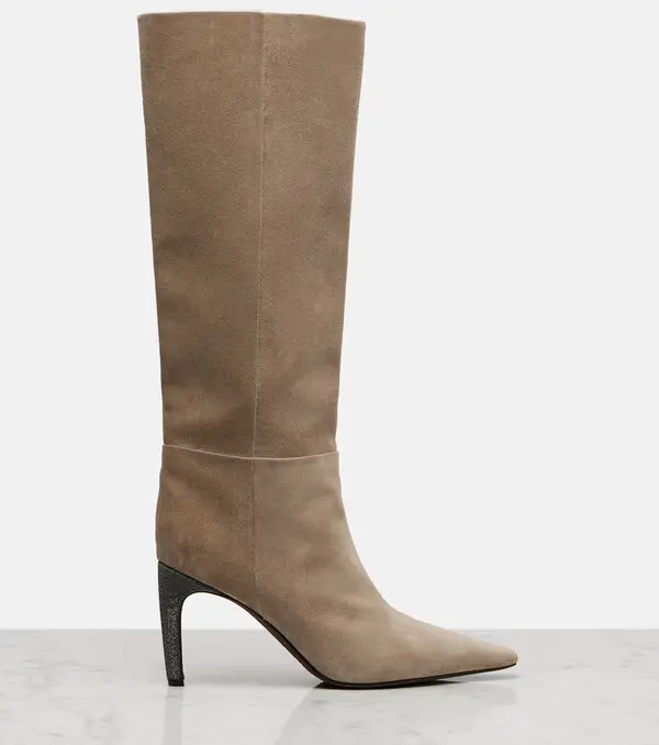 Brunello Cucinelli Monili Suede Knee-high Boots