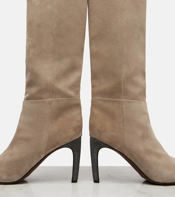 Brunello Cucinelli Monili Suede Knee-high Boots