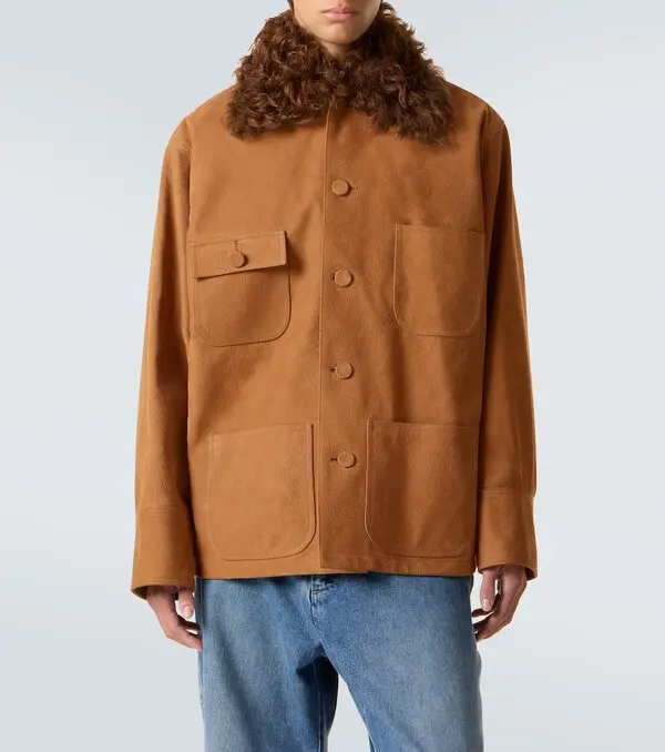 Plan C Shearling-trimmed Suede Field Jacket