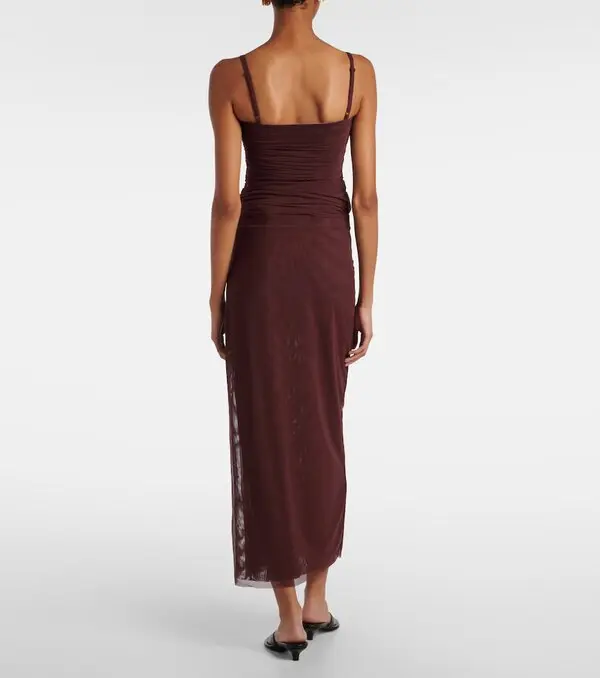 SIR. High-rise Jersey Midi Skirt - Brown