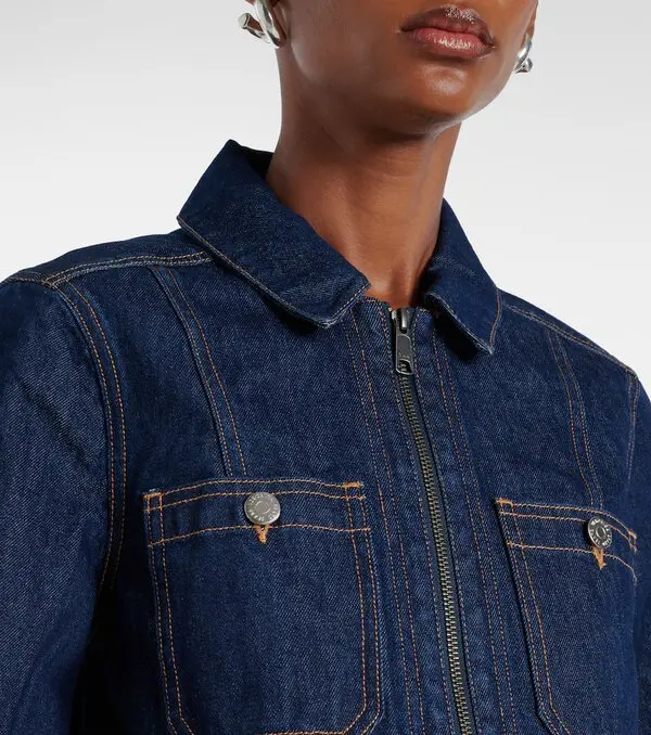 Veronica Beard Patty Cropped Denim Jacket - Blue