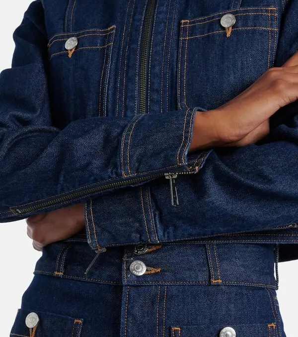 Veronica Beard Patty Cropped Denim Jacket - Blue