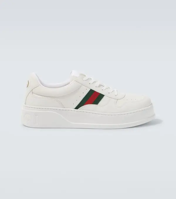 Gucci Web Stripe Leather Sneakers