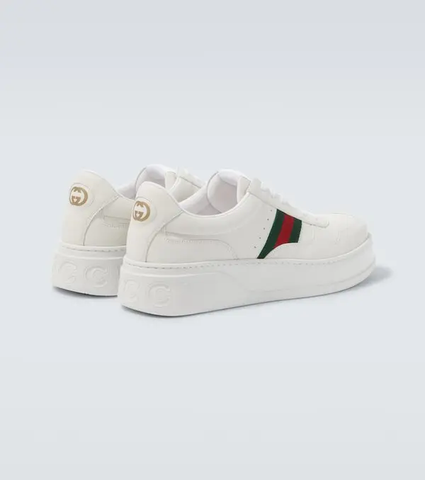 Gucci Web Stripe Leather Sneakers