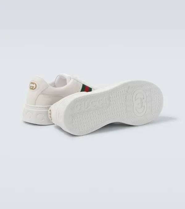 Gucci Web Stripe Leather Sneakers